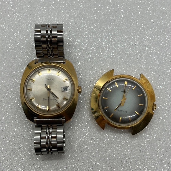 Timex | Accessories | Vintage Timex Mens Watch 973 Electronic Gold Two ...